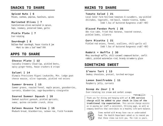 Menu – Field Bar & Bottle Shop